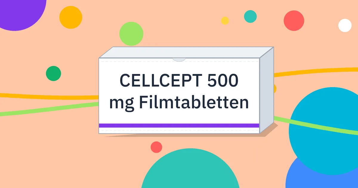 Symbolbild: Packung mit der Aufschrift CELLCEPT 500 mg Filmtabletten (PZN 02497720) – Verfügbarkeit und Bezug in Apotheken in Frankfurt am Main