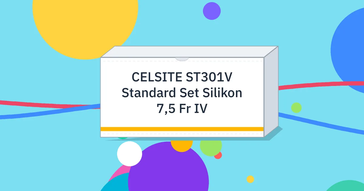 Symbolbild: Packung mit der Aufschrift CELSITE ST301V Standard Set Silikon 7,5 Fr IV (PZN 09431894) – Verfügbarkeit und Bezug in Apotheken in Frankfurt am Main