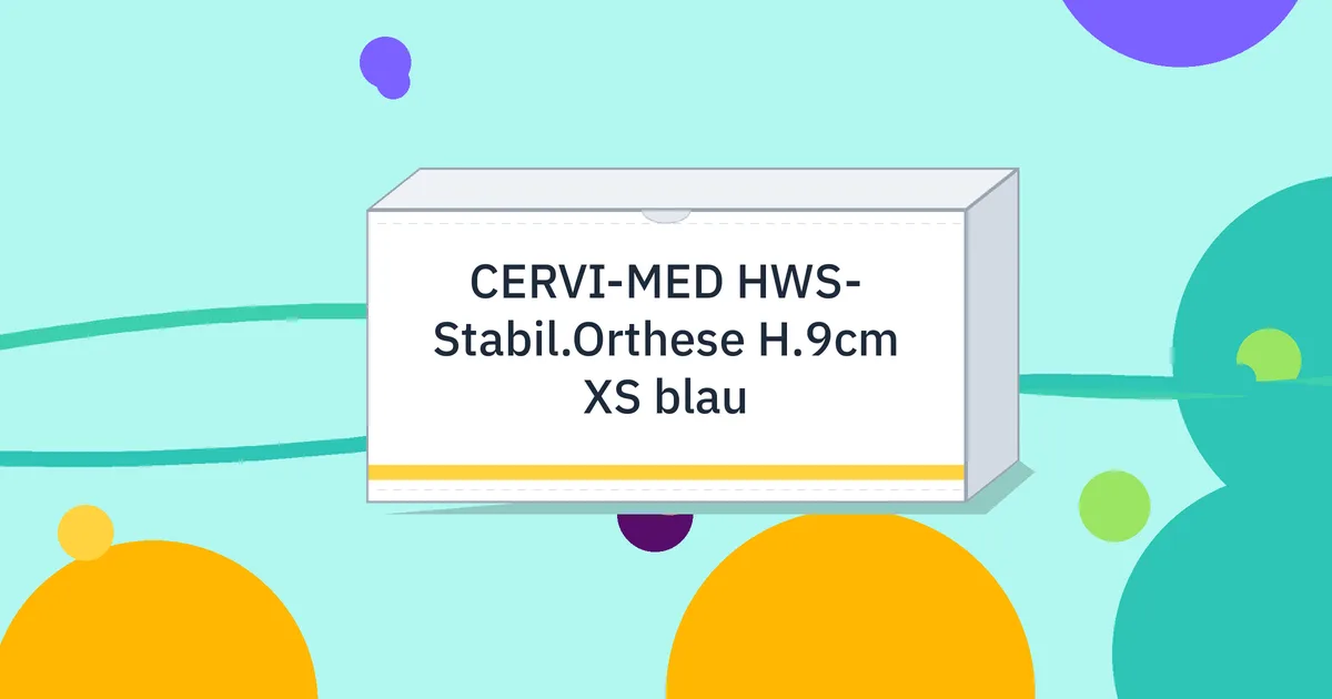Symbolbild: Packung mit der Aufschrift CERVI-MED HWS-Stabil.Orthese H.9cm XS blau (PZN 20304848) – Verfügbarkeit und Bezug in Apotheken in Frankfurt am Main