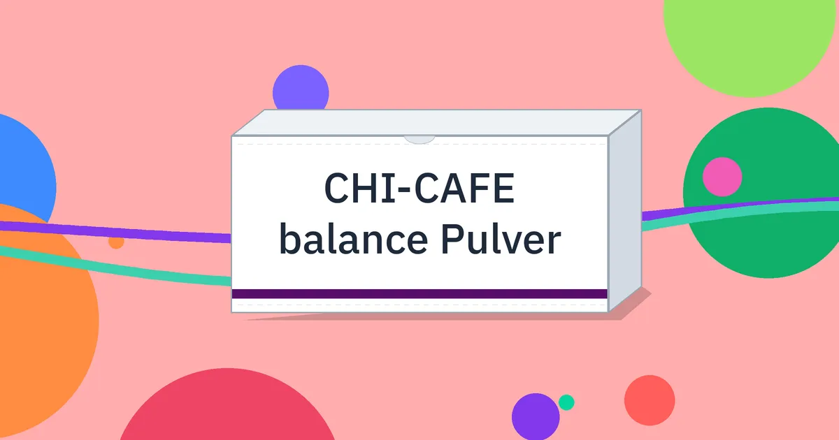 Symbolbild: Packung mit der Aufschrift CHI-CAFE balance Pulver (PZN 09332927) – Verfügbarkeit und Bezug in Apotheken in Frankfurt am Main
