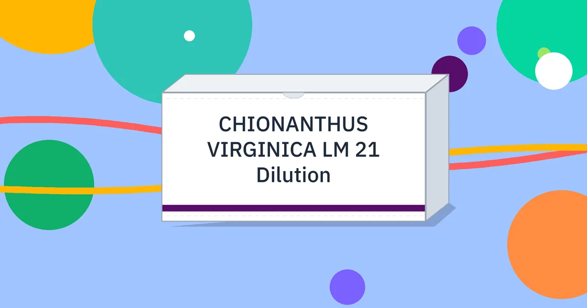 Symbolbild: Packung mit der Aufschrift CHIONANTHUS VIRGINICA LM 21 Dilution (PZN 13443271) – Verfügbarkeit und Bezug in Apotheken in Frankfurt am Main