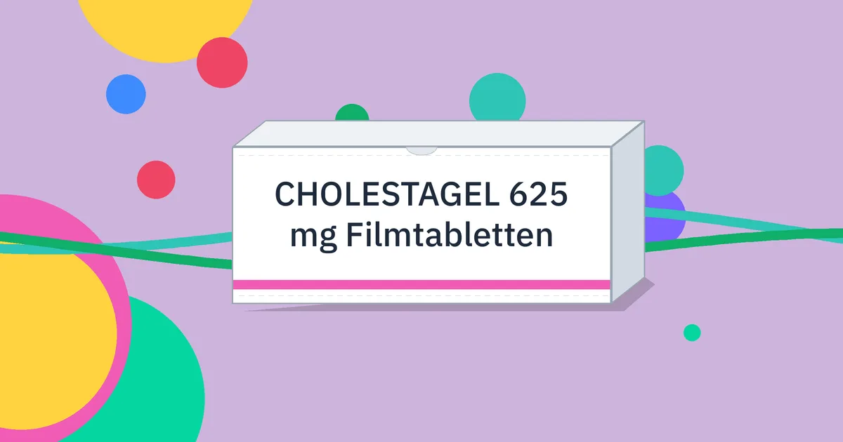 Symbolbild: Packung mit der Aufschrift CHOLESTAGEL 625 mg Filmtabletten (PZN 10130347) – Verfügbarkeit und Bezug in Apotheken in Frankfurt am Main
