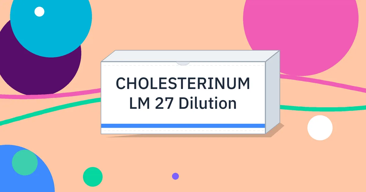 Symbolbild: Packung mit der Aufschrift CHOLESTERINUM LM 27 Dilution (PZN 12817516) – Verfügbarkeit und Bezug in Apotheken in Frankfurt am Main