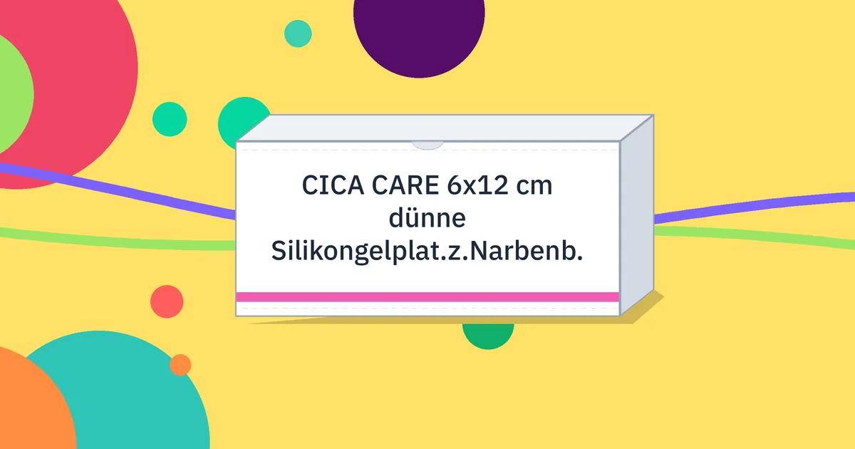 Symbolbild: Packung mit der Aufschrift CICA CARE 6x12 cm dünne Silikongelplat.z.Narbenb. (PZN 01318968) – Verfügbarkeit und Bezug in Apotheken in Frankfurt am Main