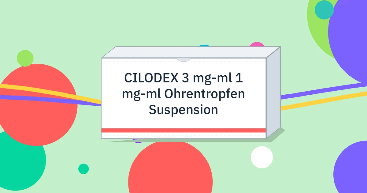 Symbolbild: Packung mit der Aufschrift CILODEX 3 mg-ml 1 mg-ml Ohrentropfen Suspension (PZN 07652591) – Verfügbarkeit und Bezug in Apotheken in Frankfurt am Main