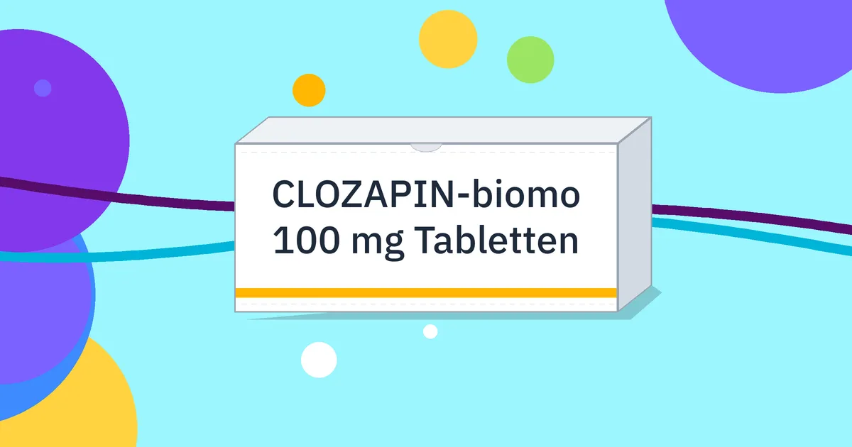 Symbolbild: Packung mit der Aufschrift CLOZAPIN-biomo 100 mg Tabletten (PZN 07042993) – Verfügbarkeit und Bezug in Apotheken in Frankfurt am Main