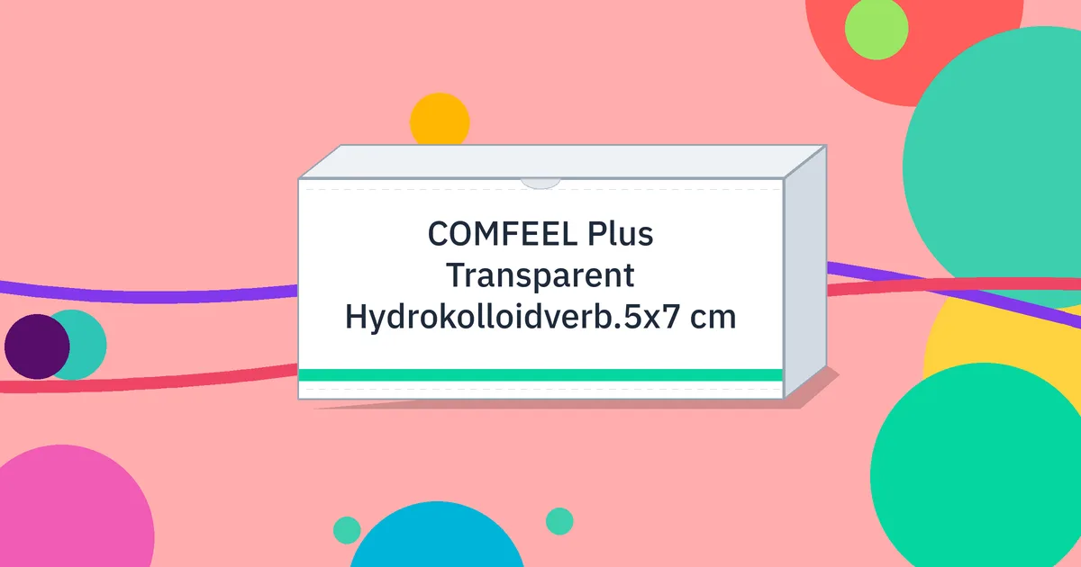 Symbolbild: Packung mit der Aufschrift COMFEEL Plus Transparent Hydrokolloidverb.5x7 cm (PZN 13343753) – Verfügbarkeit und Bezug in Apotheken in Frankfurt am Main