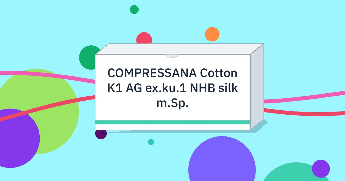 Symbolbild: Packung mit der Aufschrift COMPRESSANA Cotton K1 AG ex.ku.1 NHB silk m.Sp. (PZN 11394953) – Verfügbarkeit und Bezug in Apotheken in Frankfurt am Main