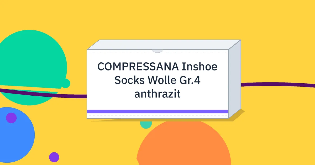 Symbolbild: Packung mit der Aufschrift COMPRESSANA Inshoe Socks Wolle Gr.4 anthrazit (PZN 07217122) – Verfügbarkeit und Bezug in Apotheken in Frankfurt am Main