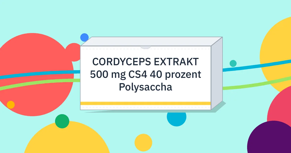 Symbolbild: Packung mit der Aufschrift CORDYCEPS EXTRAKT 500 mg CS4 40 prozent Polysaccha (PZN 11219090) – Verfügbarkeit und Bezug in Apotheken in Frankfurt am Main