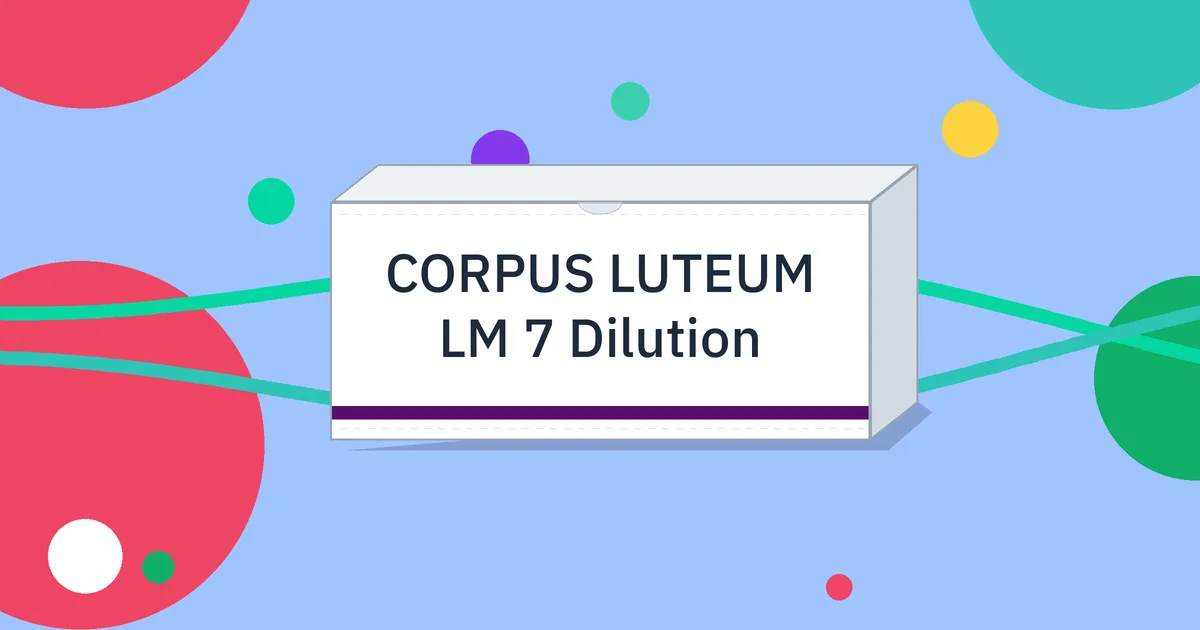 Symbolbild: Packung mit der Aufschrift CORPUS LUTEUM LM 7 Dilution (PZN 12834845) – Verfügbarkeit und Bezug in Apotheken in Frankfurt am Main