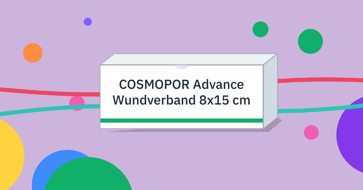 Symbolbild: Packung mit der Aufschrift COSMOPOR Advance Wundverband 8x15 cm (PZN 18744600) – Verfügbarkeit und Bezug in Apotheken in Frankfurt am Main