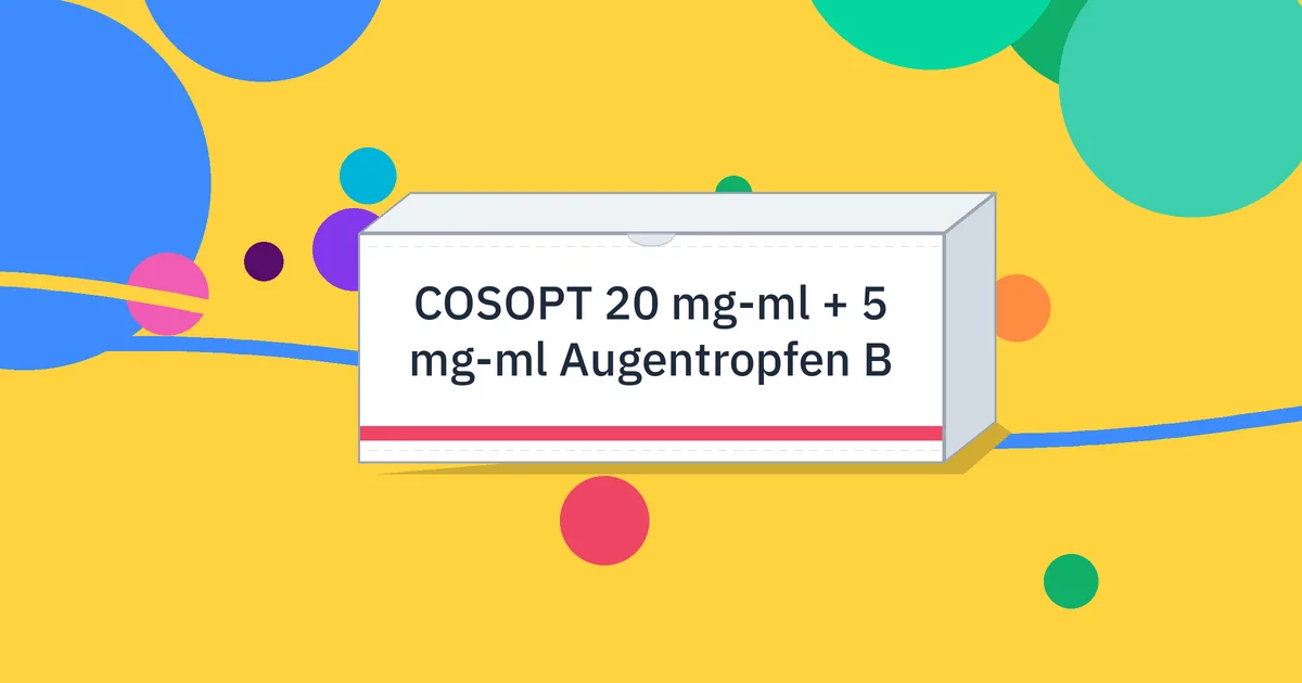 Symbolbild: Packung mit der Aufschrift COSOPT 20 mg-ml + 5 mg-ml Augentropfen B (PZN 10993611) – Verfügbarkeit und Bezug in Apotheken in Frankfurt am Main