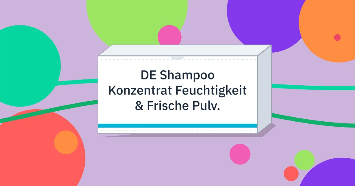 Symbolbild: Packung mit der Aufschrift DE Shampoo Konzentrat Feuchtigkeit & Frische Pulv. (PZN 17929711) – Verfügbarkeit und Bezug in Apotheken in Frankfurt am Main
