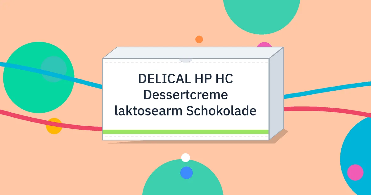 Symbolbild: Packung mit der Aufschrift DELICAL HP HC Dessertcreme laktosearm Schokolade (PZN 16611036) – Verfügbarkeit und Bezug in Apotheken in Frankfurt am Main