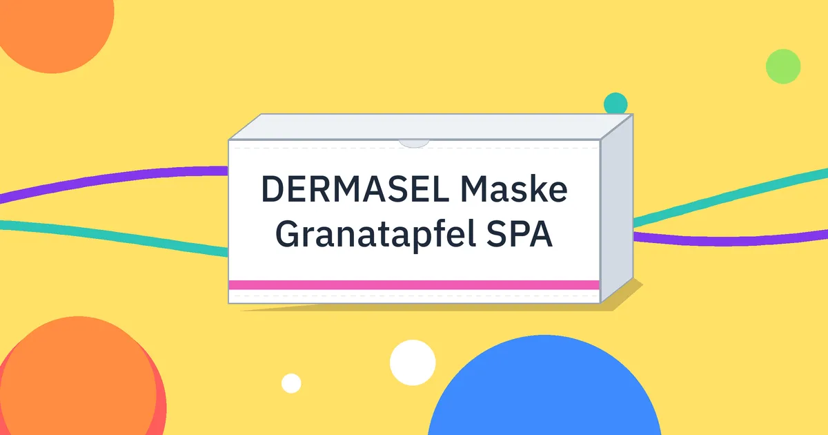 Symbolbild: Packung mit der Aufschrift DERMASEL Maske Granatapfel SPA (PZN 09480728) – Verfügbarkeit und Bezug in Apotheken in Frankfurt am Main