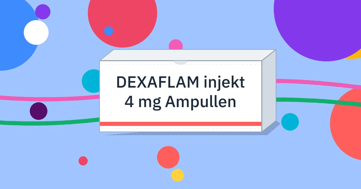 Symbolbild: Packung mit der Aufschrift DEXAFLAM injekt 4 mg Ampullen (PZN 02410883) – Verfügbarkeit und Bezug in Apotheken in Frankfurt am Main
