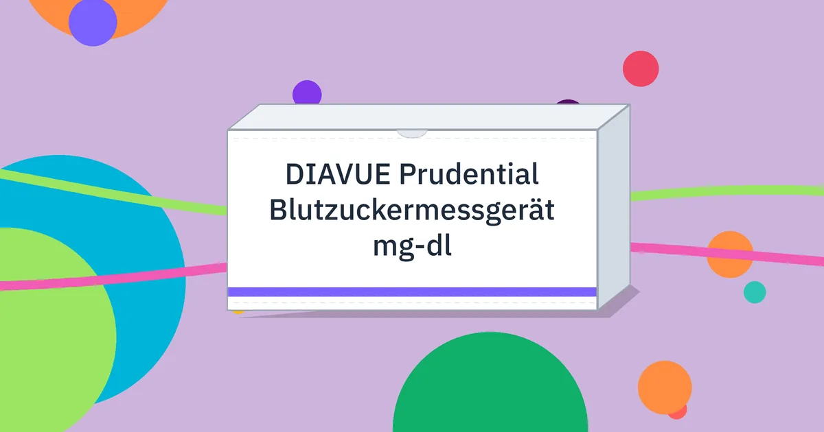 Symbolbild: Packung mit der Aufschrift DIAVUE Prudential Blutzuckermessgerät mg-dl (PZN 20057232) – Verfügbarkeit und Bezug in Apotheken in Frankfurt am Main