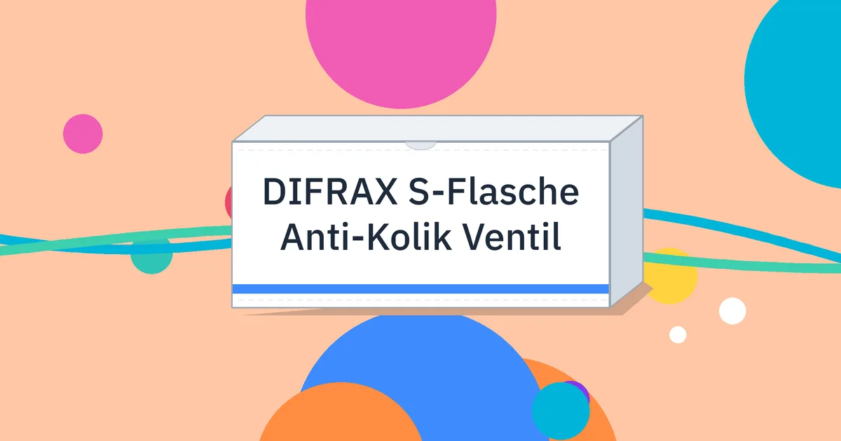 Symbolbild: Packung mit der Aufschrift DIFRAX S-Flasche Anti-Kolik Ventil (PZN 12518452) – Verfügbarkeit und Bezug in Apotheken in Frankfurt am Main