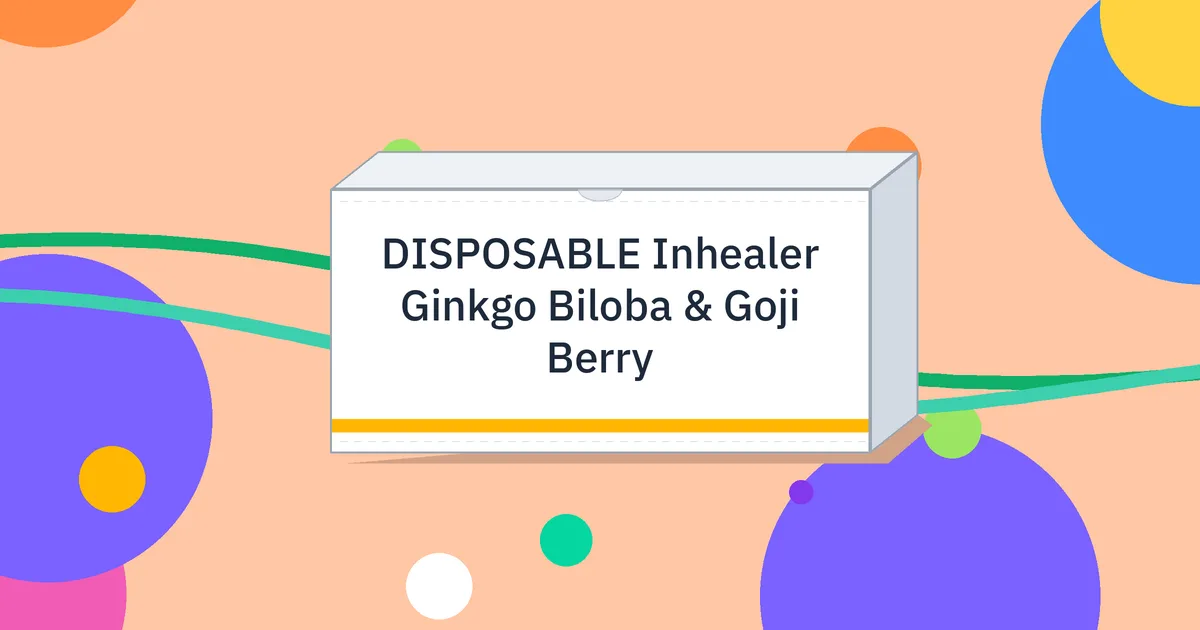 Symbolbild: Packung mit der Aufschrift DISPOSABLE Inhealer Ginkgo Biloba & Goji Berry (PZN 18907396) – Verfügbarkeit und Bezug in Apotheken in Frankfurt am Main