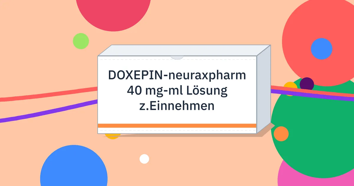 Symbolbild: Packung mit der Aufschrift DOXEPIN-neuraxpharm 40 mg-ml Lösung z.Einnehmen (PZN 07229208) – Verfügbarkeit und Bezug in Apotheken in Frankfurt am Main