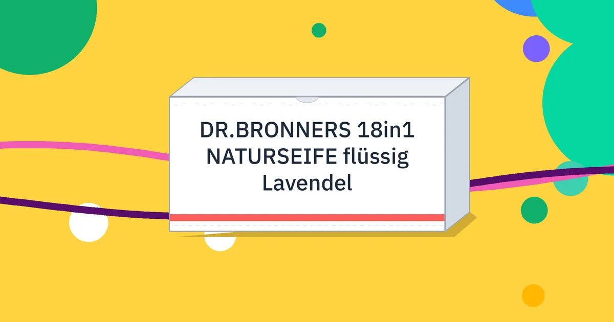 Symbolbild: Packung mit der Aufschrift DR.BRONNERS 18in1 NATURSEIFE flüssig Lavendel (PZN 19241433) – Verfügbarkeit und Bezug in Apotheken in Frankfurt am Main