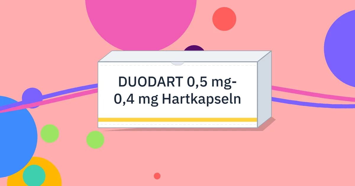 Symbolbild: Packung mit der Aufschrift DUODART 0,5 mg-0,4 mg Hartkapseln (PZN 09764503) – Verfügbarkeit und Bezug in Apotheken in Frankfurt am Main