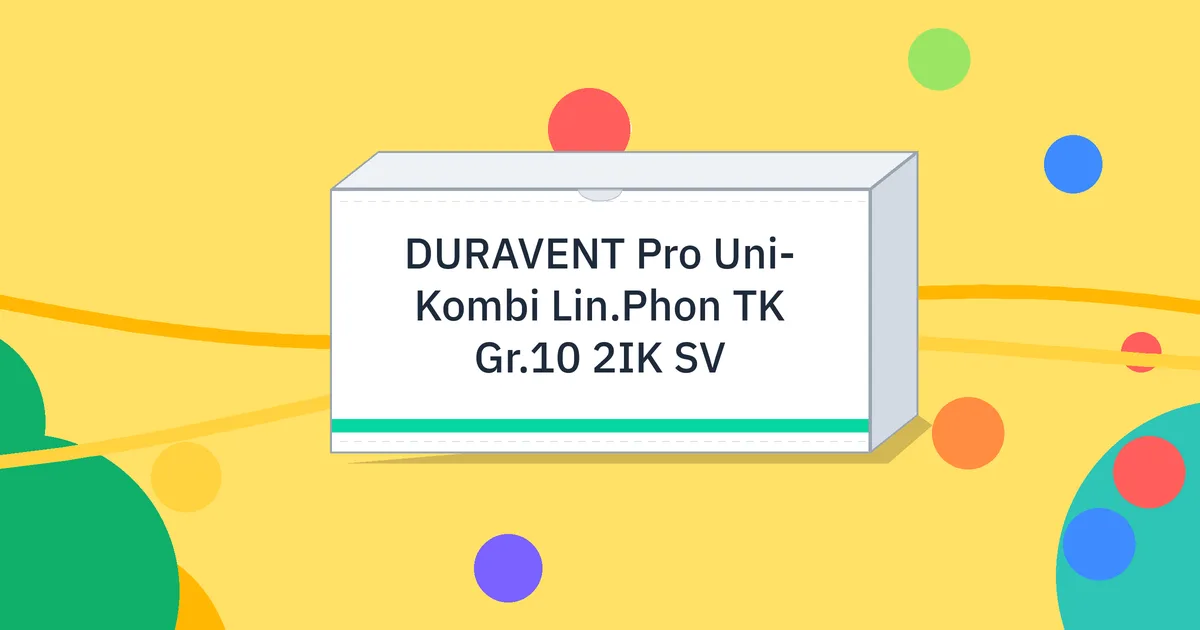 Symbolbild: Packung mit der Aufschrift DURAVENT Pro Uni-Kombi Lin.Phon TK Gr.10 2IK SV (PZN 19246465) – Verfügbarkeit und Bezug in Apotheken in Frankfurt am Main