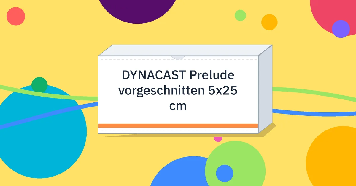 Symbolbild: Packung mit der Aufschrift DYNACAST Prelude vorgeschnitten 5x25 cm (PZN 02405787) – Verfügbarkeit und Bezug in Apotheken in Frankfurt am Main