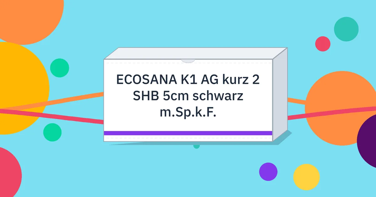 Symbolbild: Packung mit der Aufschrift ECOSANA K1 AG kurz 2 SHB 5cm schwarz m.Sp.k.F. (PZN 04726461) – Verfügbarkeit und Bezug in Apotheken in Frankfurt am Main