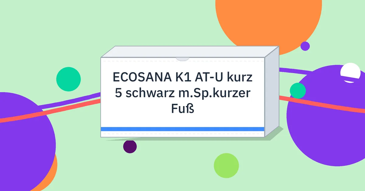 Symbolbild: Packung mit der Aufschrift ECOSANA K1 AT-U kurz 5 schwarz m.Sp.kurzer Fuß (PZN 04734495) – Verfügbarkeit und Bezug in Apotheken in Frankfurt am Main