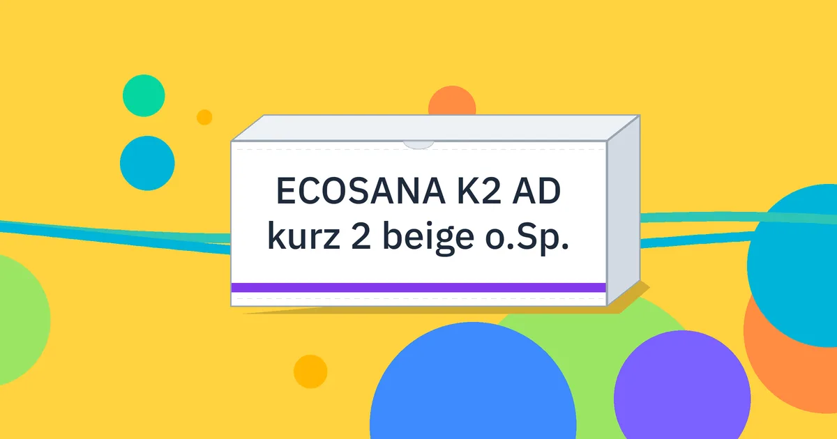 Symbolbild: Packung mit der Aufschrift ECOSANA K2 AD kurz 2 beige o.Sp. (PZN 01335139) – Verfügbarkeit und Bezug in Apotheken in Frankfurt am Main