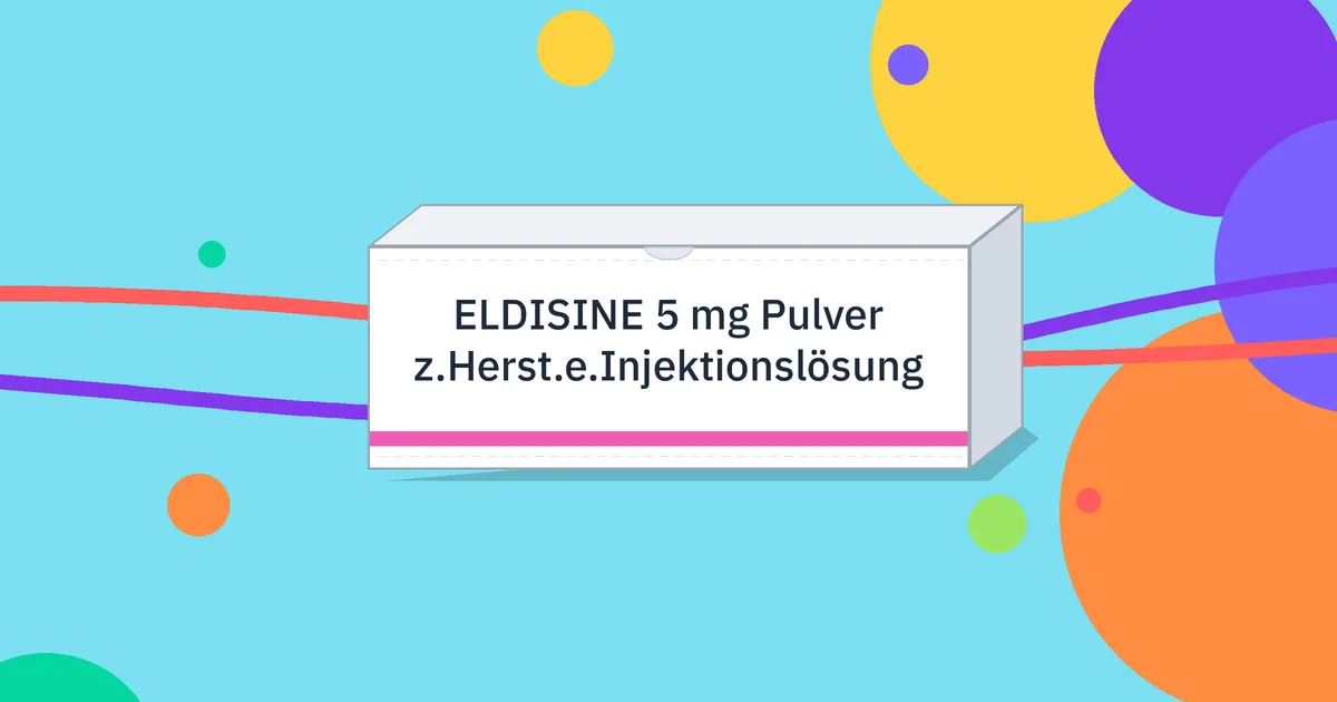 Symbolbild: Packung mit der Aufschrift ELDISINE 5 mg Pulver z.Herst.e.Injektionslösung (PZN 08754862) – Verfügbarkeit und Bezug in Apotheken in Frankfurt am Main