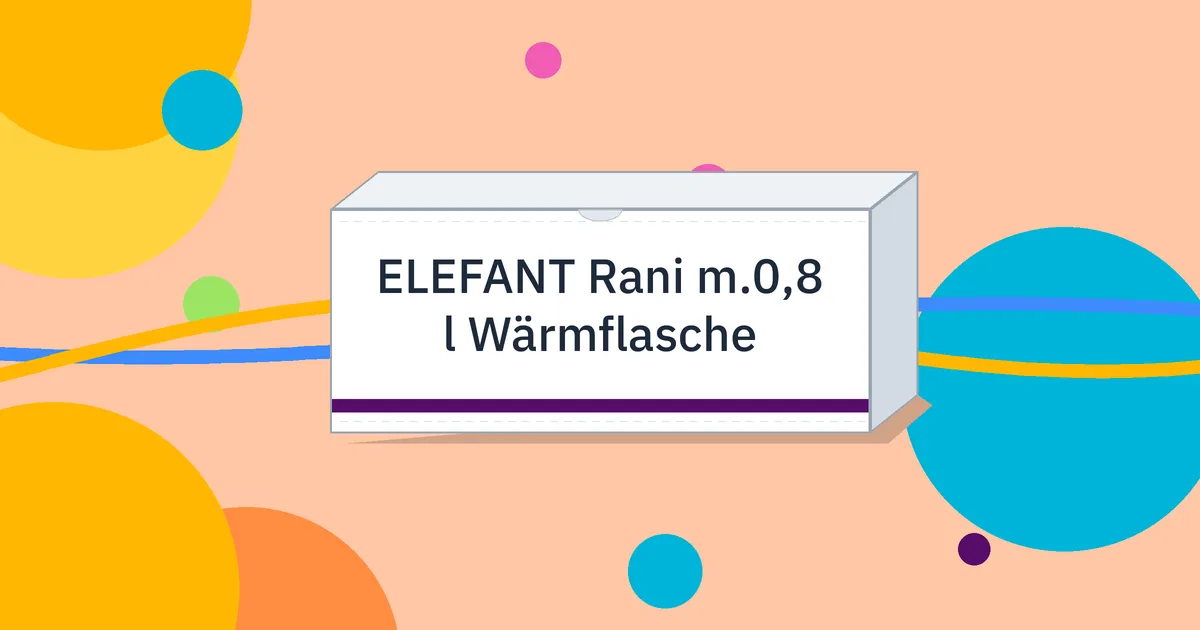 Symbolbild: Packung mit der Aufschrift ELEFANT Rani m.0,8 l Wärmflasche (PZN 16766773) – Verfügbarkeit und Bezug in Apotheken in Frankfurt am Main
