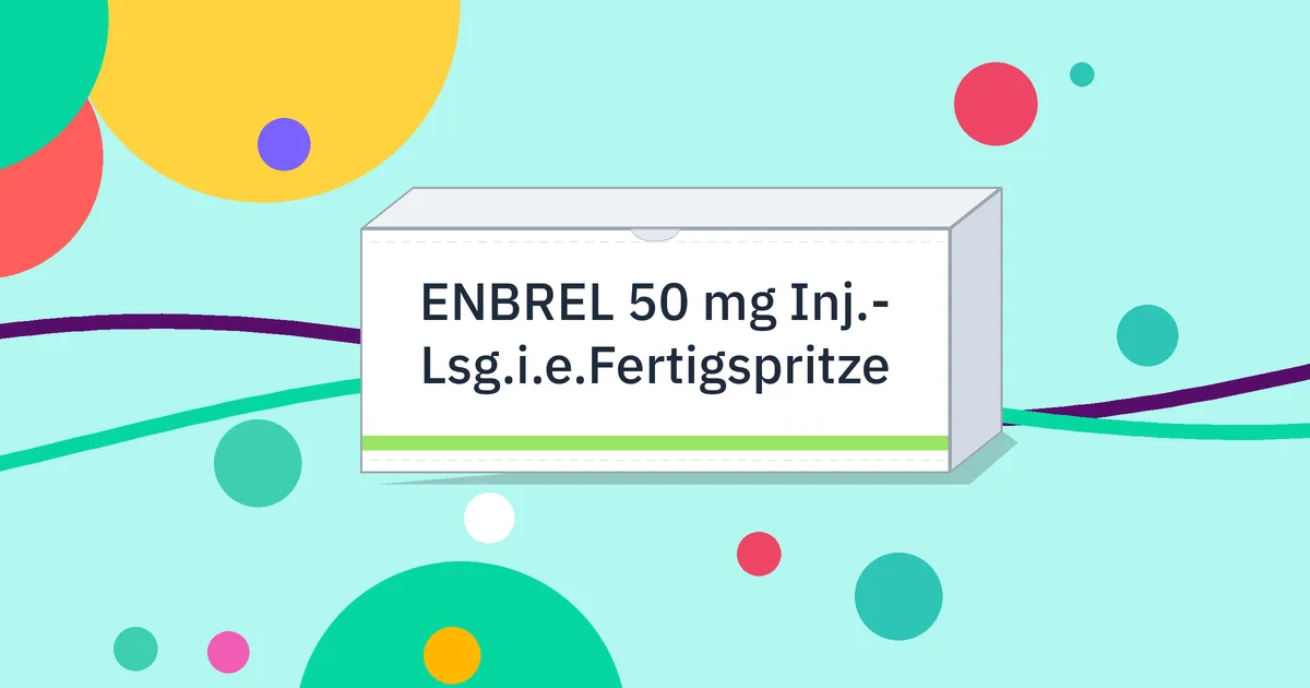 Symbolbild: Packung mit der Aufschrift ENBREL 50 mg Inj.-Lsg.i.e.Fertigspritze (PZN 17312442) – Verfügbarkeit und Bezug in Apotheken in Frankfurt am Main