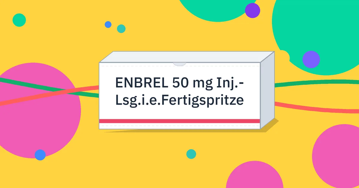 Symbolbild: Packung mit der Aufschrift ENBREL 50 mg Inj.-Lsg.i.e.Fertigspritze (PZN 20326442) – Verfügbarkeit und Bezug in Apotheken in Frankfurt am Main