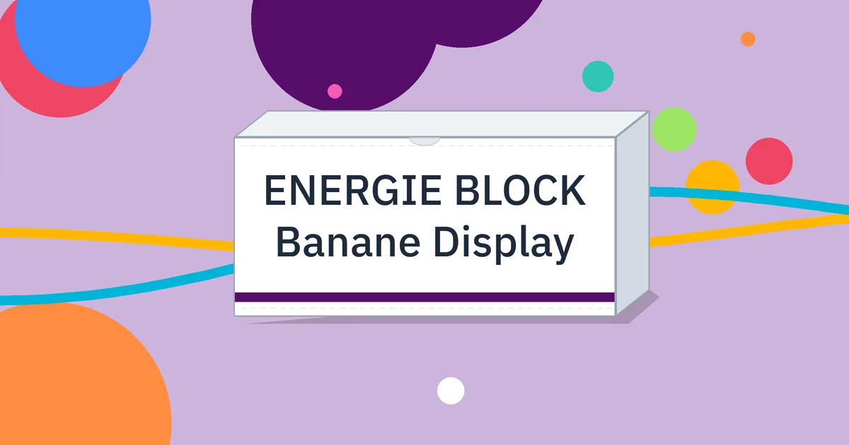 Symbolbild: Packung mit der Aufschrift ENERGIE BLOCK Banane Display (PZN 19688453) – Verfügbarkeit und Bezug in Apotheken in Frankfurt am Main