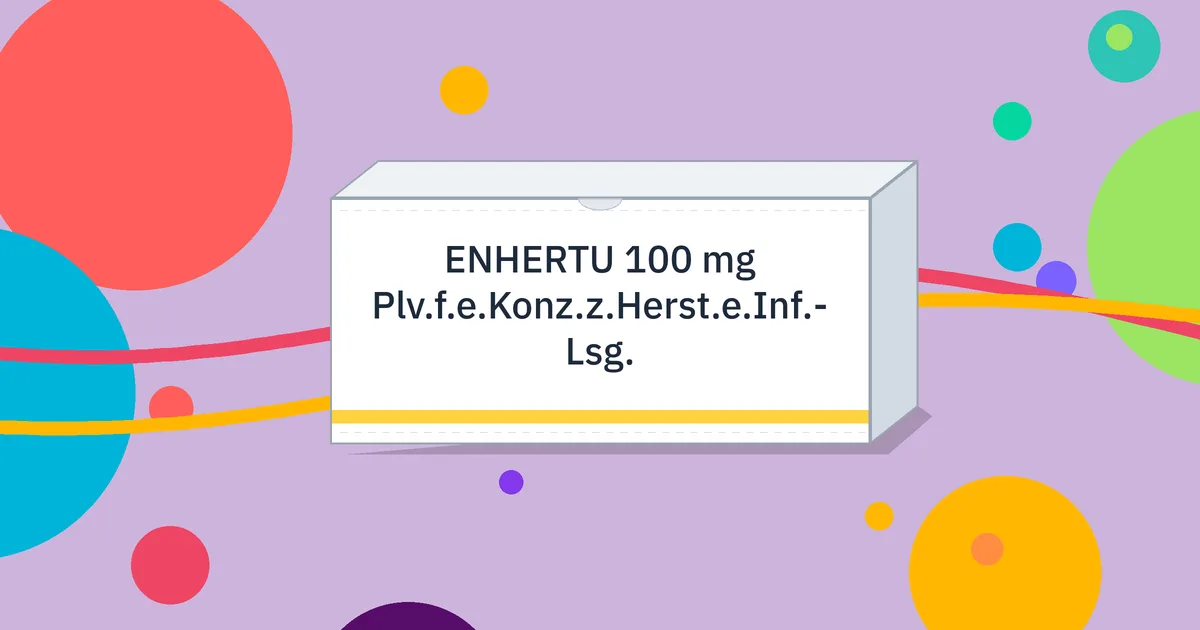 Symbolbild: Packung mit der Aufschrift ENHERTU 100 mg Plv.f.e.Konz.z.Herst.e.Inf.-Lsg. (PZN 17253219) – Verfügbarkeit und Bezug in Apotheken in Frankfurt am Main