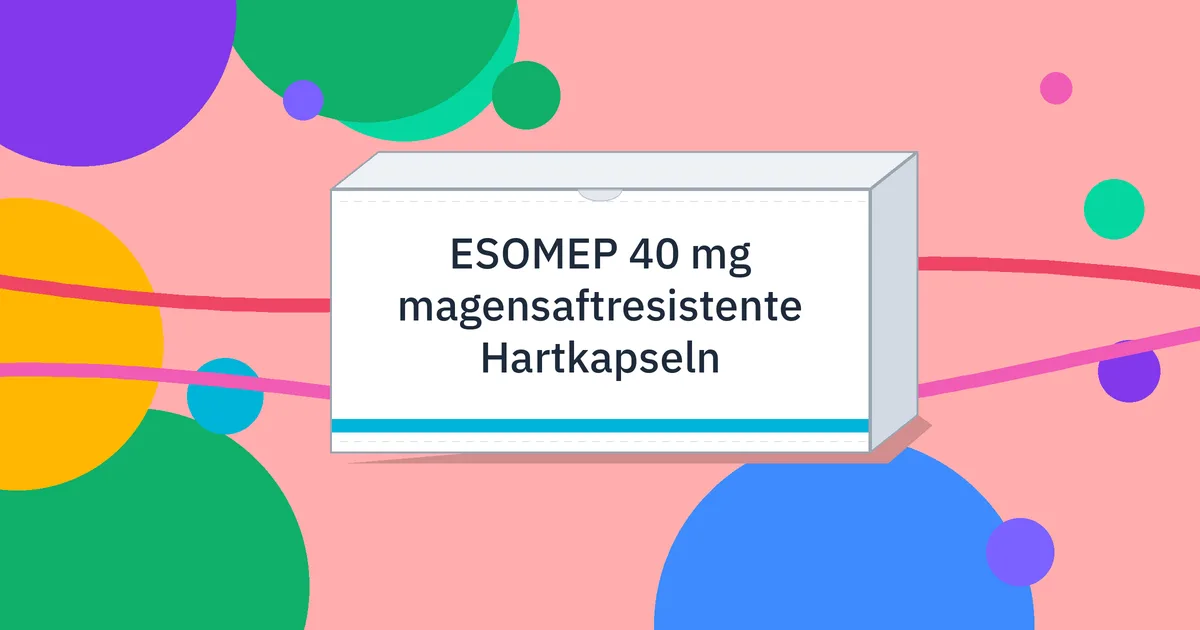 Symbolbild: Packung mit der Aufschrift ESOMEP 40 mg magensaftresistente Hartkapseln (PZN 07511502) – Verfügbarkeit und Bezug in Apotheken in Frankfurt am Main