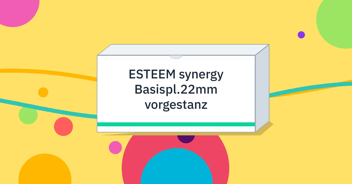 Symbolbild: Packung mit der Aufschrift ESTEEM synergy Basispl.22mm vorgestanz (PZN 02197538) – Verfügbarkeit und Bezug in Apotheken in Frankfurt am Main