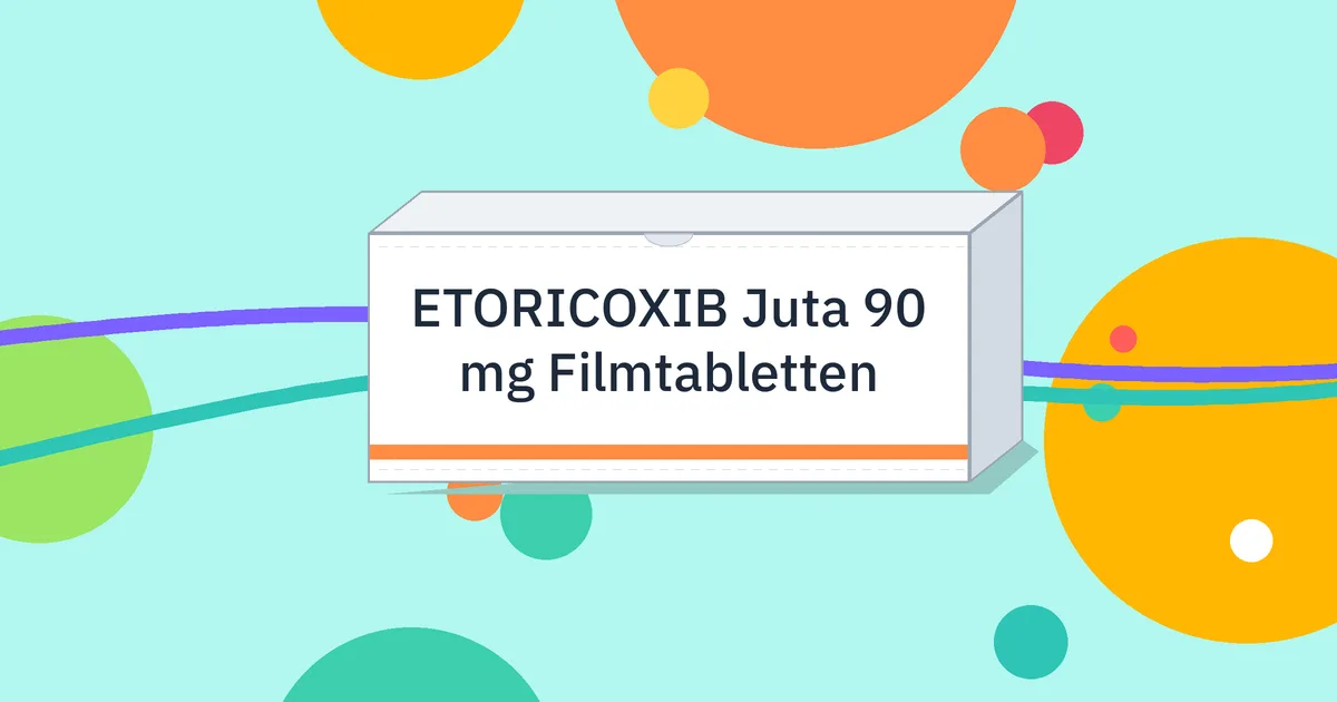 Symbolbild: Packung mit der Aufschrift ETORICOXIB Juta 90 mg Filmtabletten (PZN 18050079) – Verfügbarkeit und Bezug in Apotheken in Frankfurt am Main