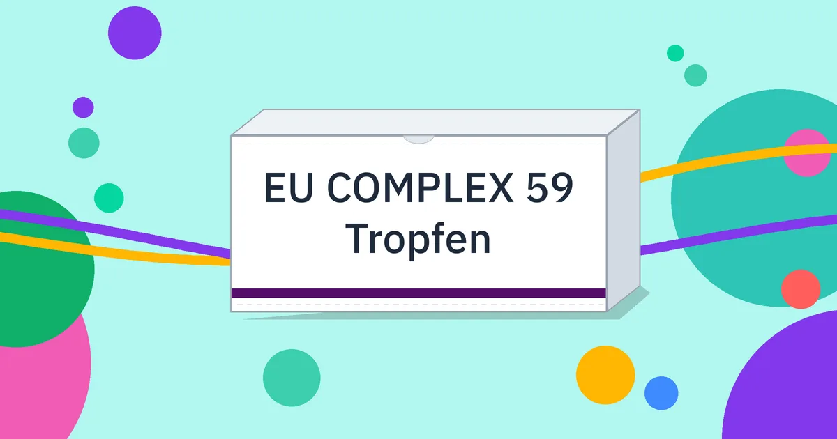 Symbolbild: Packung mit der Aufschrift EU COMPLEX 59 Tropfen (PZN 18351131) – Verfügbarkeit und Bezug in Apotheken in Frankfurt am Main