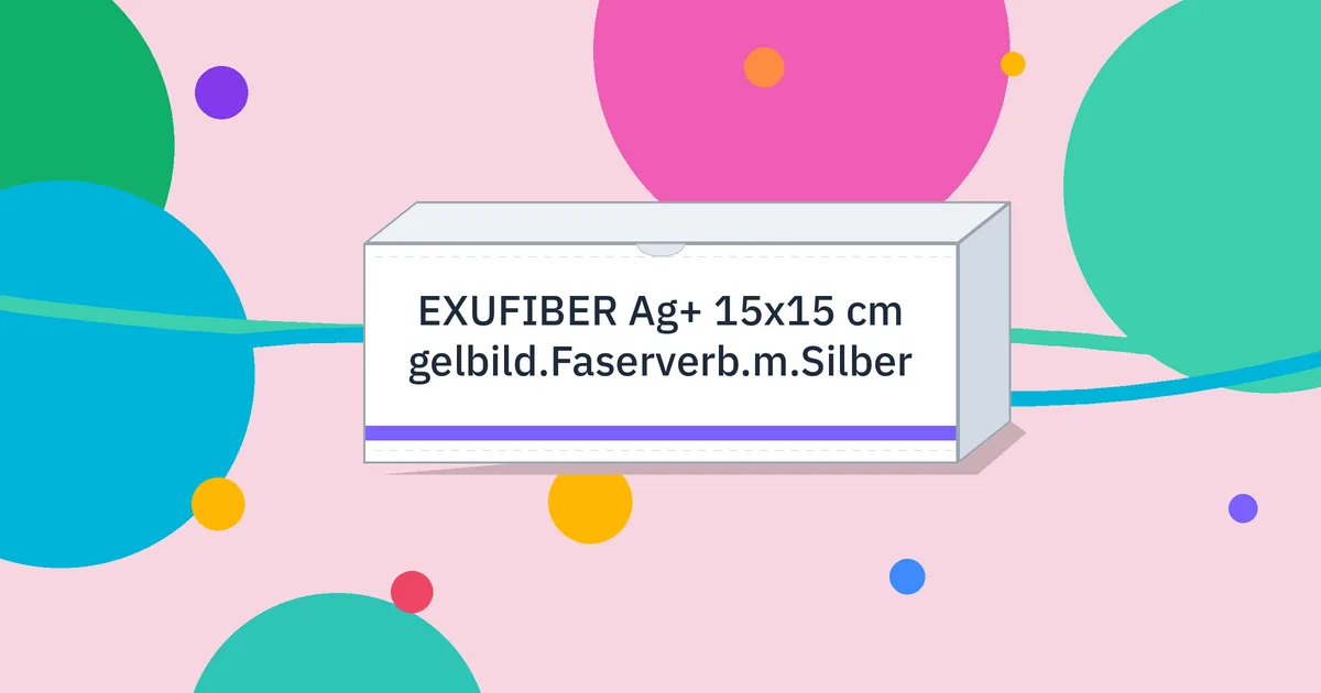 Symbolbild: Packung mit der Aufschrift EXUFIBER Ag+ 15x15 cm gelbild.Faserverb.m.Silber (PZN 14021649) – Verfügbarkeit und Bezug in Apotheken in Frankfurt am Main