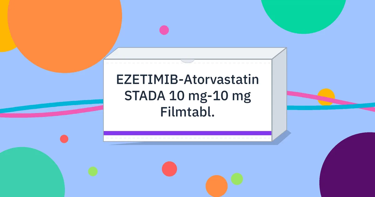 Symbolbild: Packung mit der Aufschrift EZETIMIB-Atorvastatin STADA 10 mg-10 mg Filmtabl. (PZN 18908266) – Verfügbarkeit und Bezug in Apotheken in Frankfurt am Main
