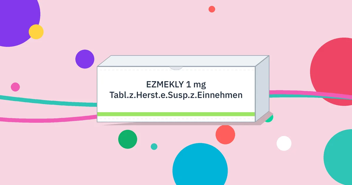 Symbolbild: Packung mit der Aufschrift EZMEKLY 1 mg Tabl.z.Herst.e.Susp.z.Einnehmen (PZN 19872174) – Verfügbarkeit und Bezug in Apotheken in Frankfurt am Main