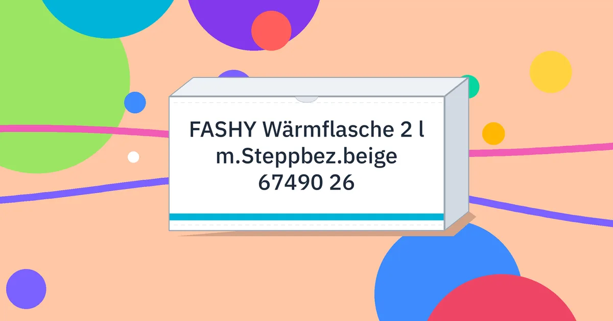 Symbolbild: Packung mit der Aufschrift FASHY Wärmflasche 2 l m.Steppbez.beige 67490 26 (PZN 19682597) – Verfügbarkeit und Bezug in Apotheken in Frankfurt am Main