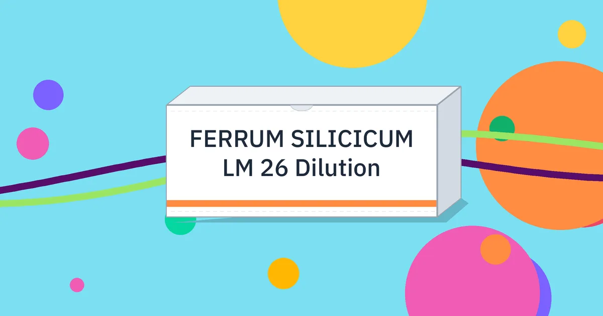 Symbolbild: Packung mit der Aufschrift FERRUM SILICICUM LM 26 Dilution (PZN 12853216) – Verfügbarkeit und Bezug in Apotheken in Frankfurt am Main