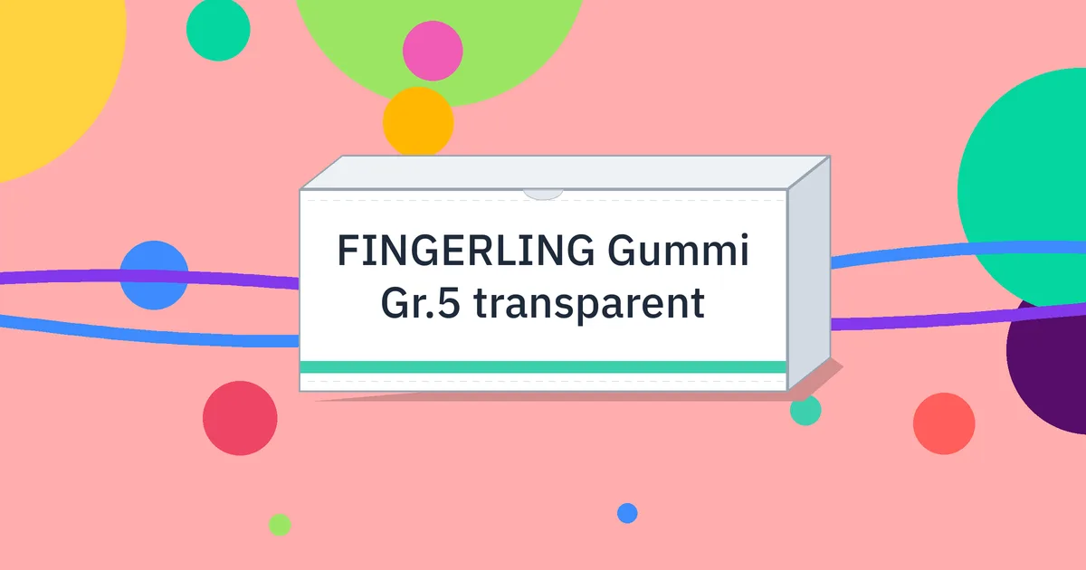 Symbolbild: Packung mit der Aufschrift FINGERLING Gummi Gr.5 transparent (PZN 03465550) – Verfügbarkeit und Bezug in Apotheken in Frankfurt am Main