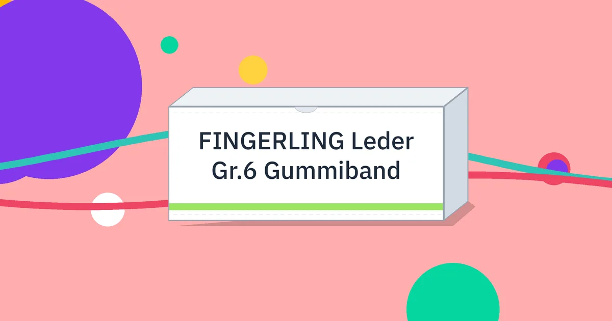 Symbolbild: Packung mit der Aufschrift FINGERLING Leder Gr.6 Gummiband (PZN 01962267) – Verfügbarkeit und Bezug in Apotheken in Frankfurt am Main