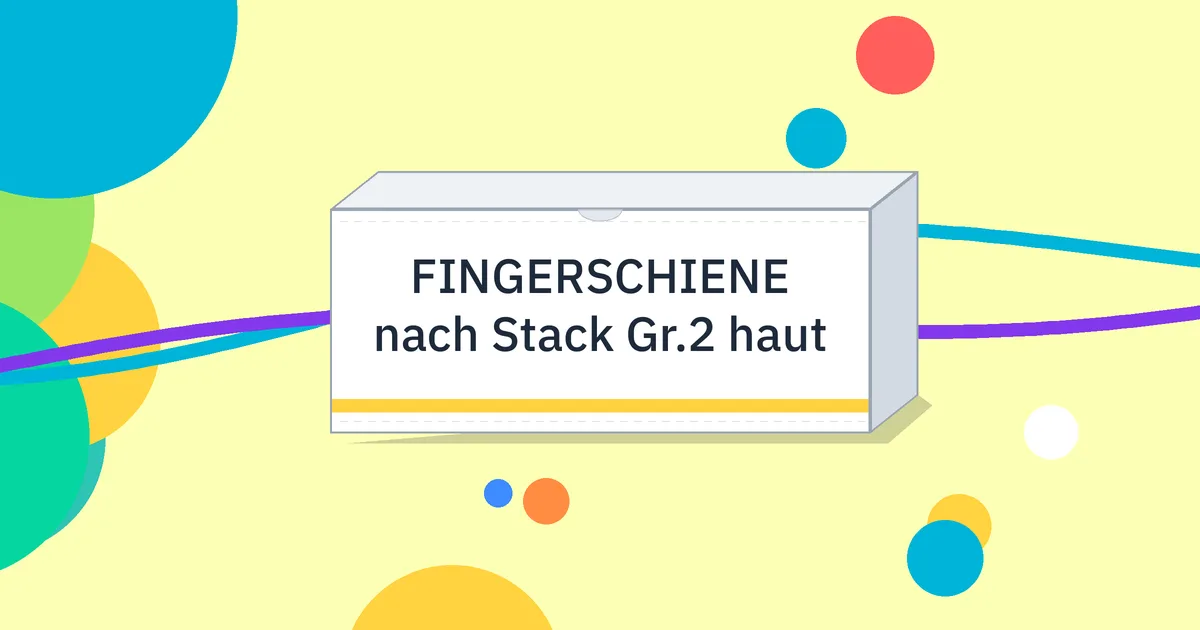Symbolbild: Packung mit der Aufschrift FINGERSCHIENE nach Stack Gr.2 haut (PZN 07010792) – Verfügbarkeit und Bezug in Apotheken in Frankfurt am Main